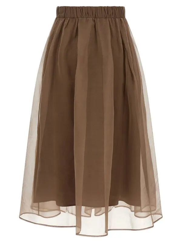 Brunello Cucinelli Silk Midi Skirt
