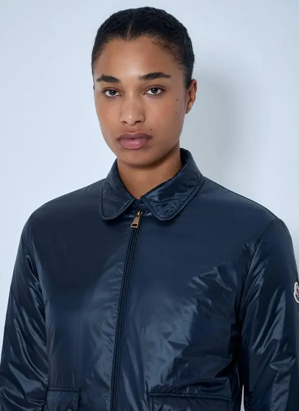 Moncler Lanset Packable Short Down Shirt Jacket - Blue