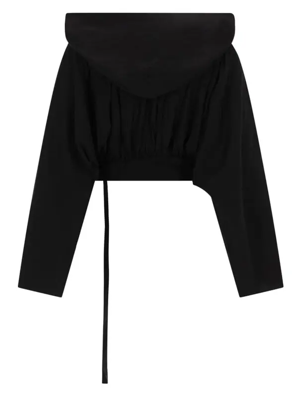 Rick Owens Cropped Hooded T-shirt - Black