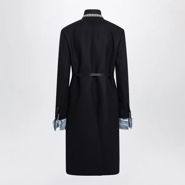 Prada Wool Coat With Belt - Blue