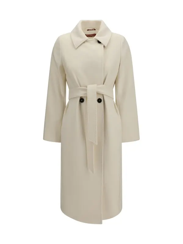 Max Mara Double Breasted Wool Coat - White
