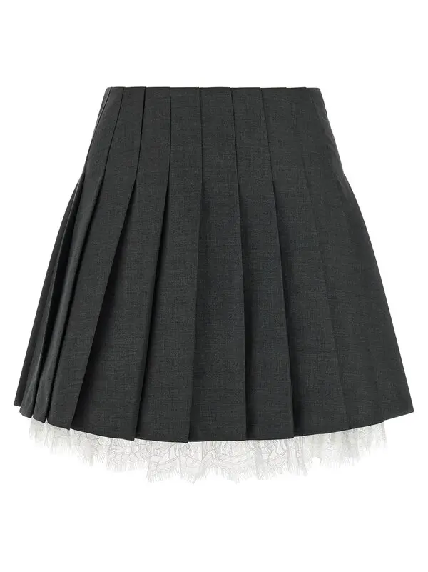 SELF-PORTRAIT Pleated Skirt - Gray