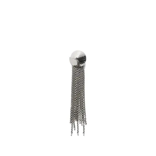 LEMAIRE Hammered Brass Chain-link Tassel Brooch - Silver