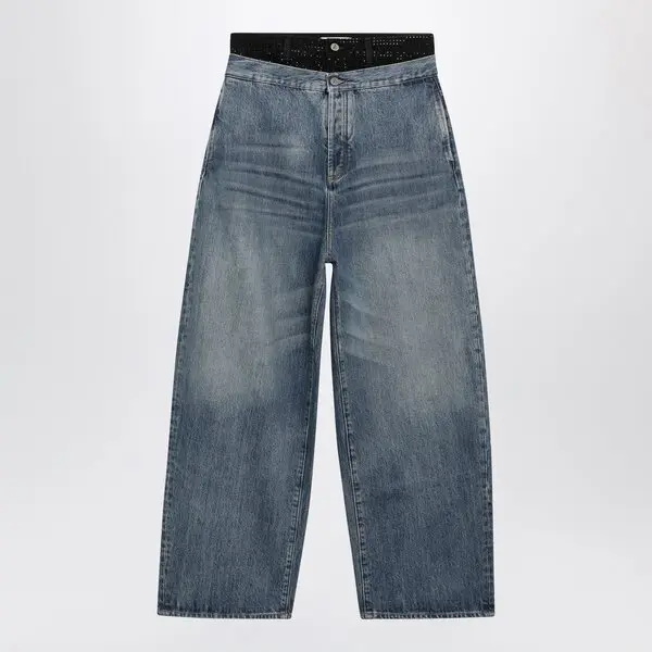 Attico Wide-leg Jeans With Double Waistband - Blue