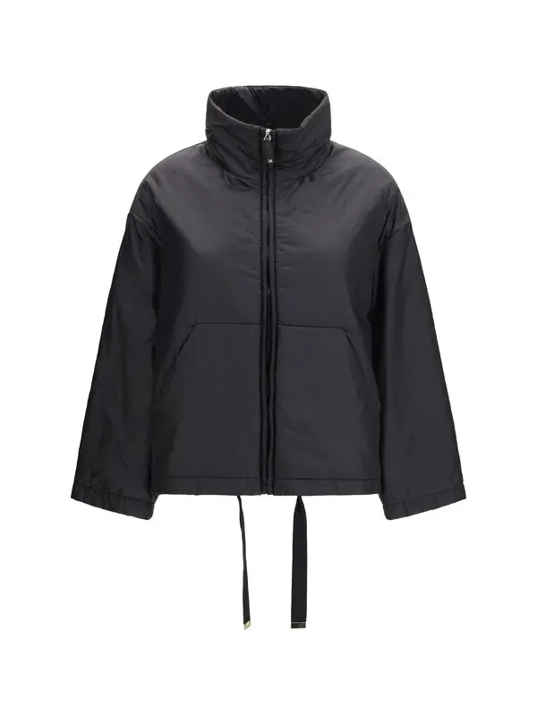 Max Mara Short Padded Jacket In Water Repellent Canvas - Black