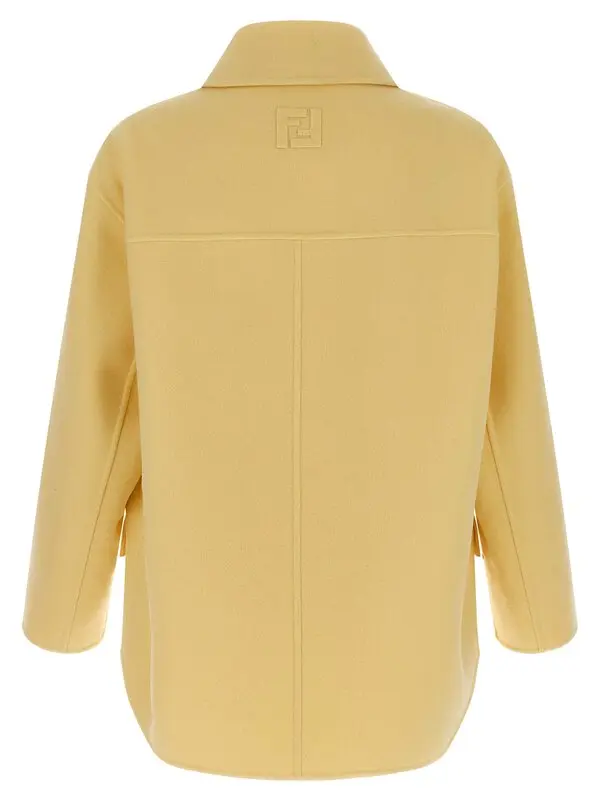 Fendi Virgin Wool Double-breasted Caban Coat - Yellow