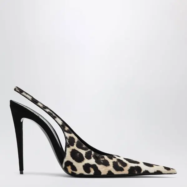 Saint Laurent Guermantes Leopard-print Slingback Pumps - Black