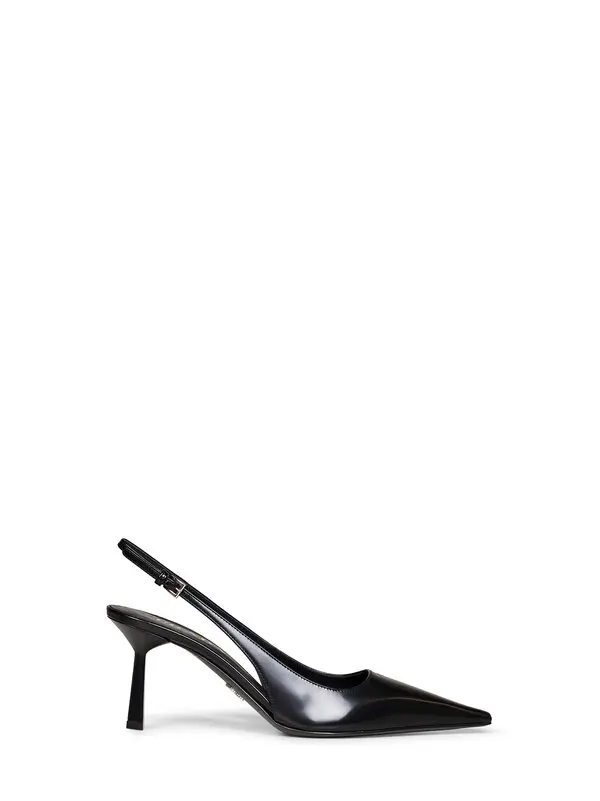 Prada Calzature Black Brushed Leather Slingback Pumps - Multicolor
