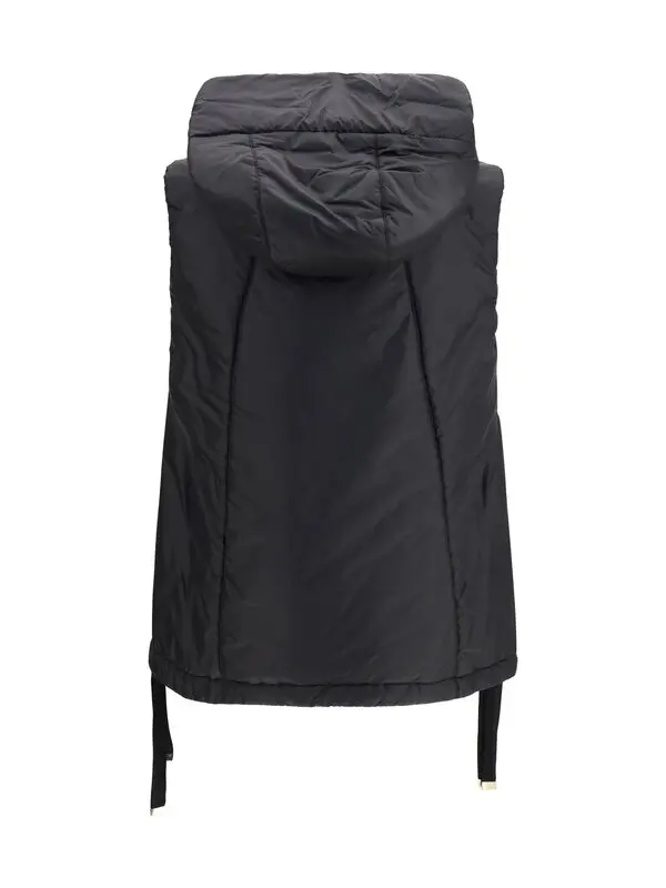Max Mara Hooded Padded Vest In Water Repellent Canvas - Black