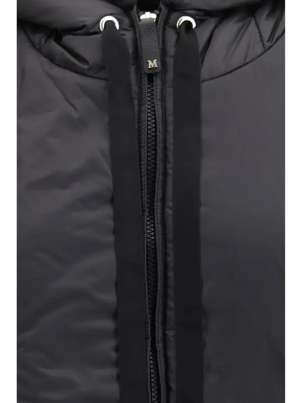 Max Mara Hooded Padded Vest In Water Repellent Canvas - Black