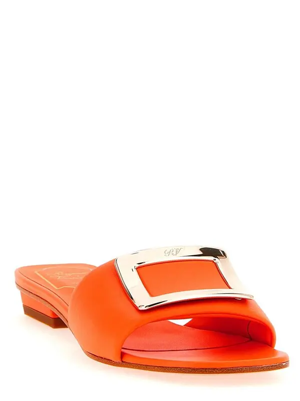 ROGER VIVIER Belle Vivier Leather Slides - Orange