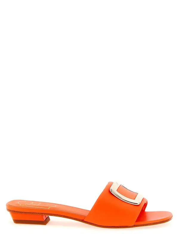 ROGER VIVIER Belle Vivier Leather Slides - Orange