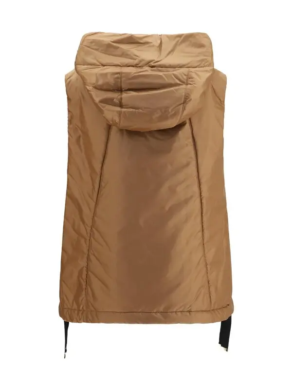 Max Mara Hooded Padded Vest In Water Repellent Canvas - Brown