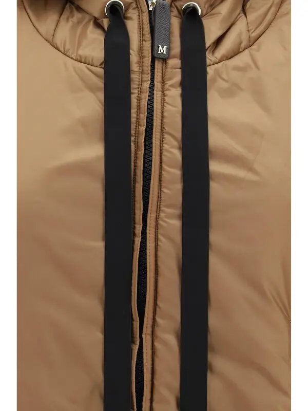 Max Mara Hooded Padded Vest In Water Repellent Canvas - Brown