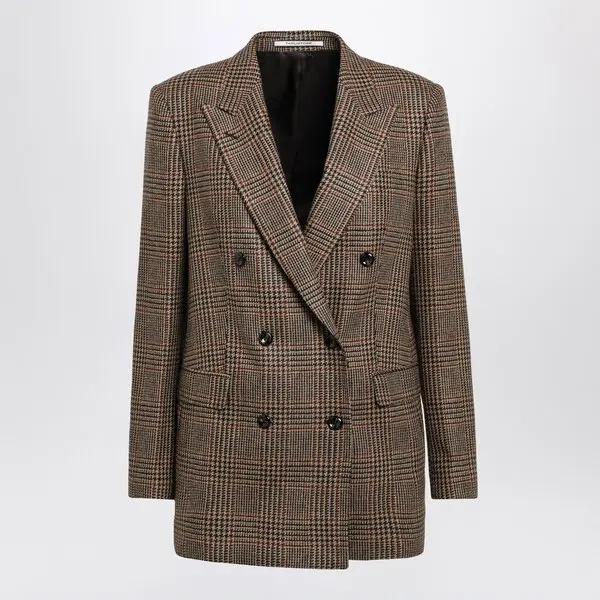 Tagliatore Double-breasted Prince Of Wales Jacket - Brown