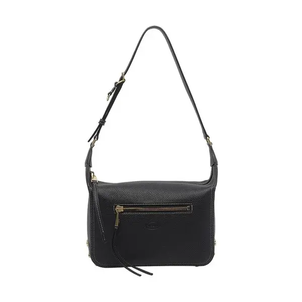 TOD'S Mini Leather Metal Dots Shoulder Bag - Black