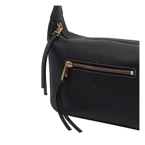 TOD'S Mini Leather Metal Dots Shoulder Bag - Black