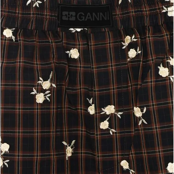 GANNI Printed Check Bermuda Shorts - Brown