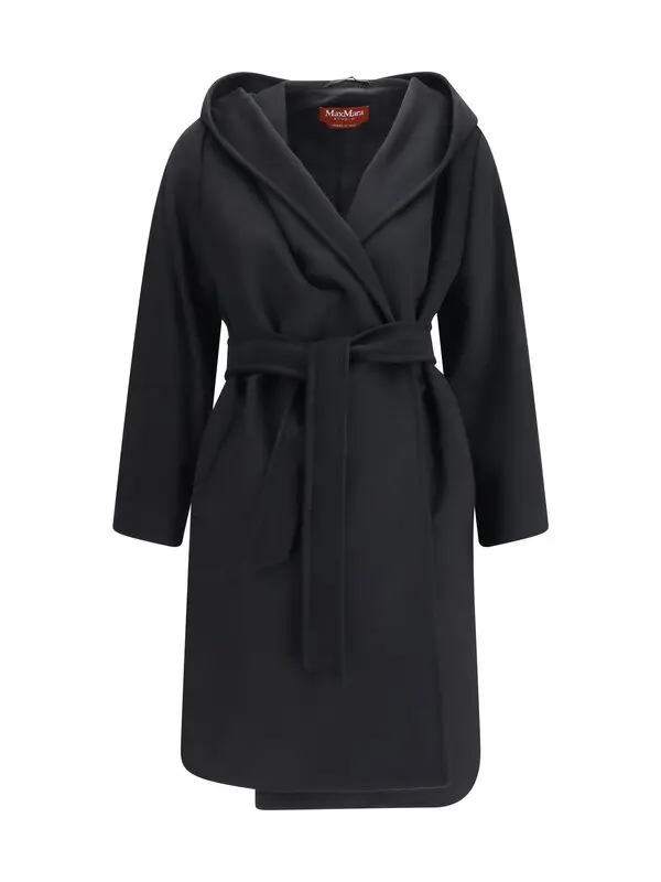 Max Mara Wool Drap Newmang Coat - Black