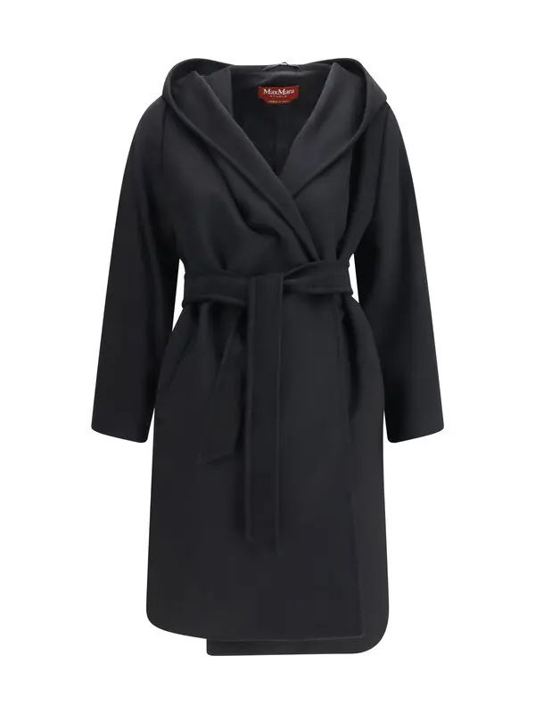Max Mara Wool Drap Newmang Coat - Black