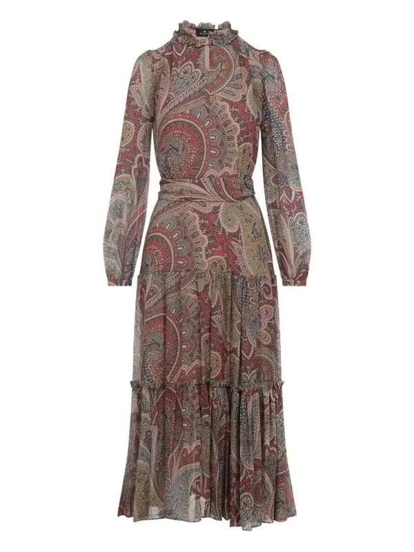 Etro Long Dress With Paisley Print - Multicolor