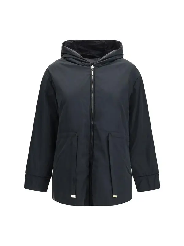 Max Mara Reversible Padded Parka In Radzmir And Water Repellent Canvas - Black