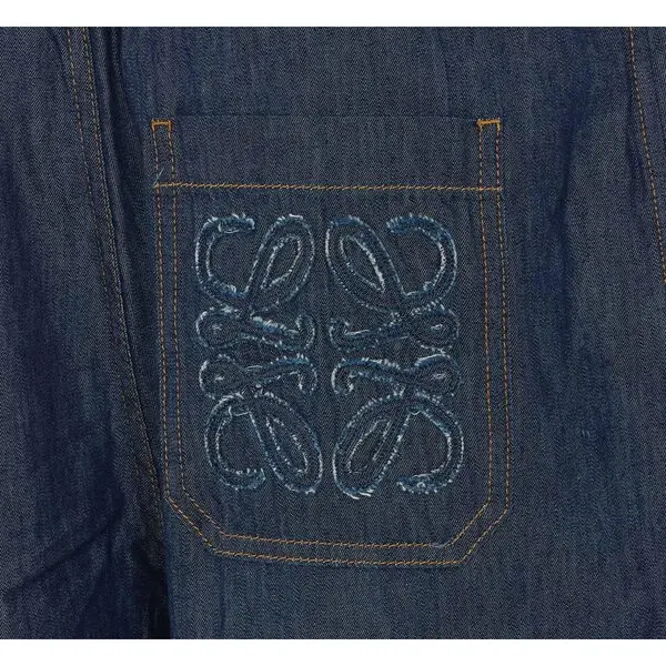 Loewe Anagram Logo Drawstring Denim Pants - Blue