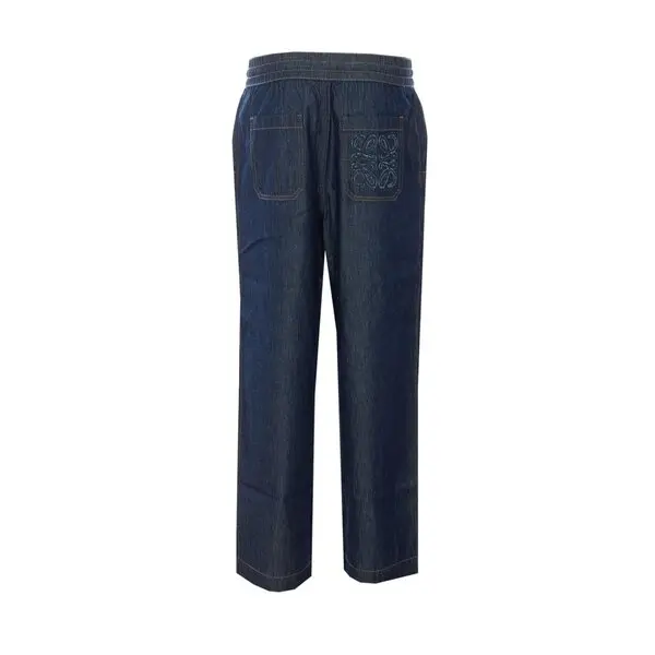 Loewe Anagram Logo Drawstring Denim Pants - Blue
