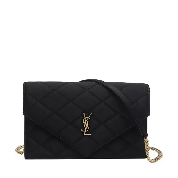 Saint Laurent Satin Paris Wallet With Chain