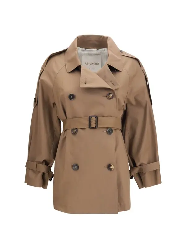 Max Mara Short Water Repellent Twill Trench Coat - Brown