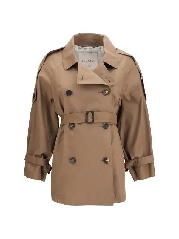 Max Mara Short Water Repellent Twill Trench Coat - Brown