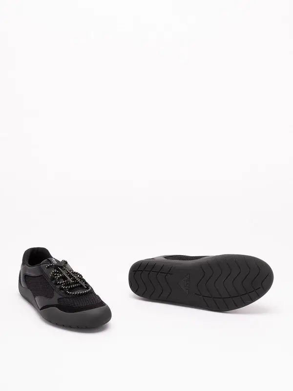 Prada Speedrock Leather And Mesh Sneakers