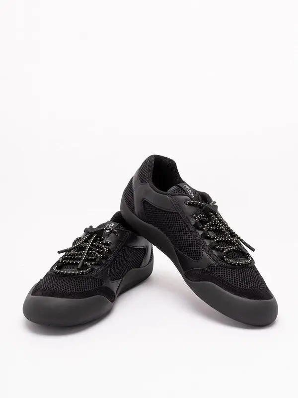 Prada Speedrock Leather And Mesh Sneakers - Multicolor