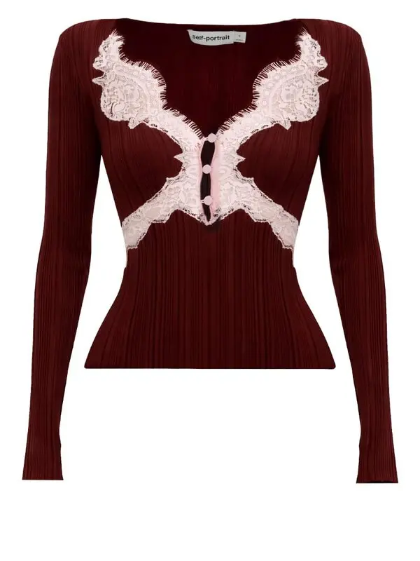 SELF-PORTRAIT Top With Lace Details - Multicolor