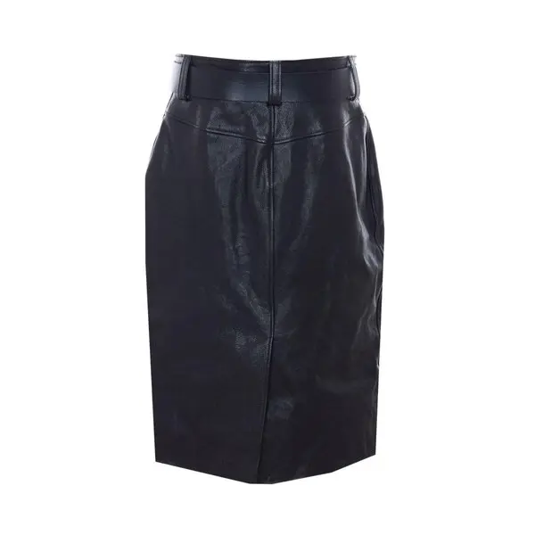 Saint Laurent Belted Leather Pencil Skirt - Black