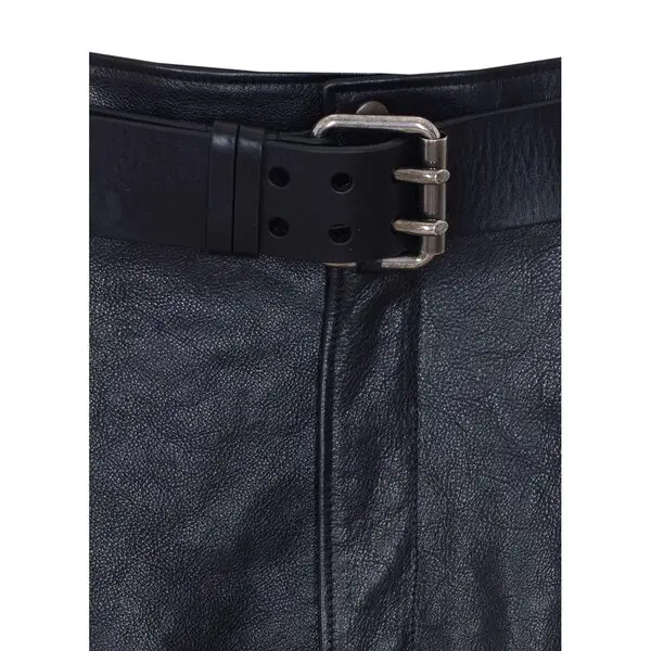 Saint Laurent Belted Leather Pencil Skirt - Black