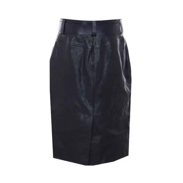 Saint Laurent Belted Leather Pencil Skirt - Black