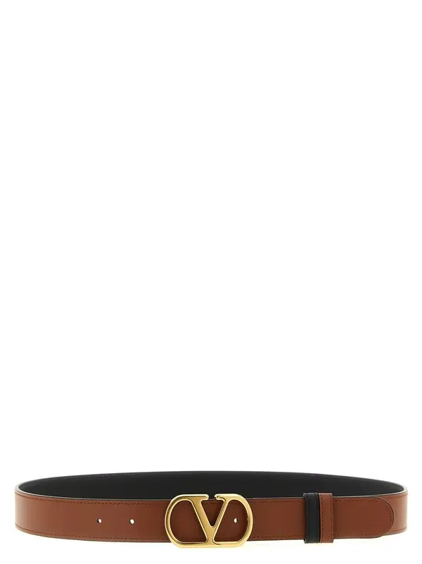 Valentino Garavani Vlogo Reversible Leather Belt - Black