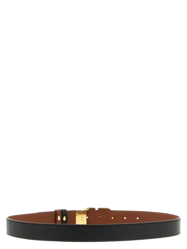Valentino Garavani Vlogo Reversible Leather Belt - Black
