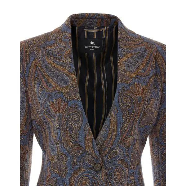 Etro Jacquard Single-breasted Jacket In Cotton Blend With Paisley Pattern