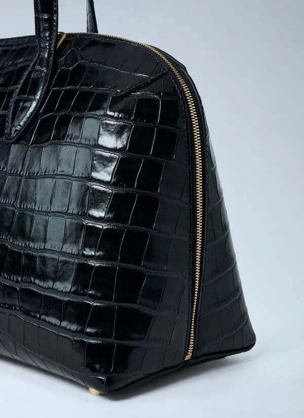 TOTEME Croc-embossed Leather Day Tote Bag - Black