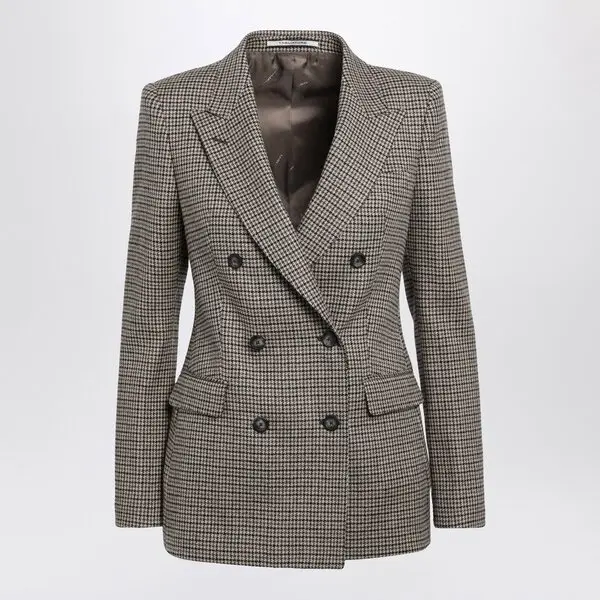 Tagliatore Houndstooth Wool Blend Blazer - Brown