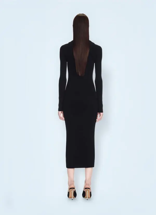 Off-White Off Stamp Ribbed Midi Dress