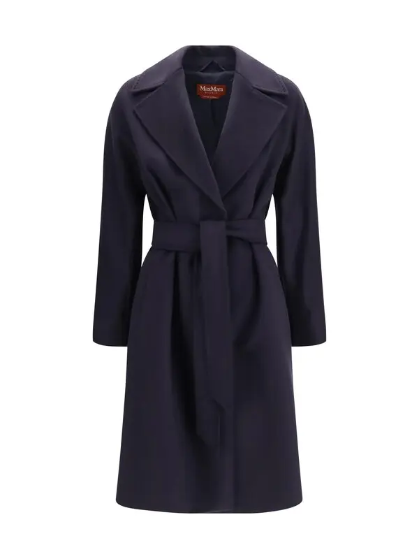 Max Mara Wool Coat With Peak Lapels - Blue