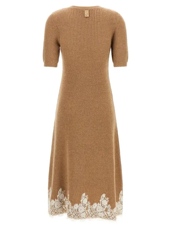 Alberta Ferretti Lace Hem Dress - Brown