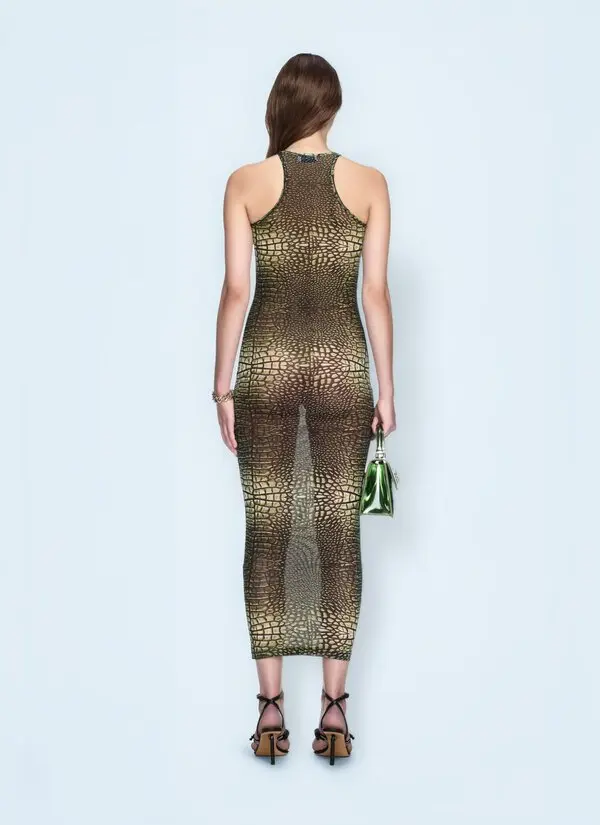 Off-White Crocodile Mesh Racer Dress