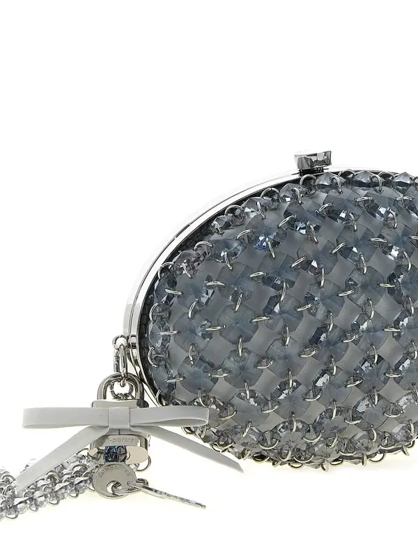 SELF-PORTRAIT Crystal Chain Clutch - Gray