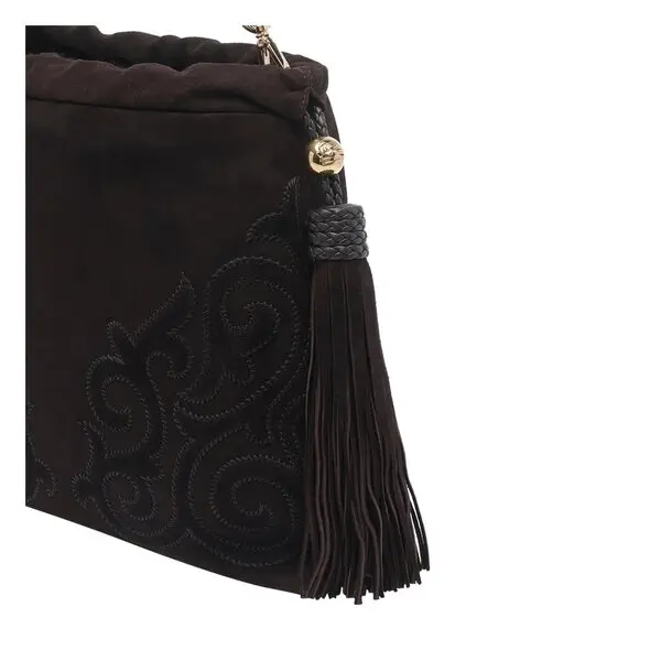 Etro Medium Suede Kalispera Bag With Tassels - Black