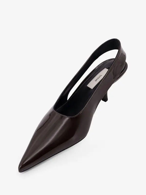 TOTEME Patent Leather Slingback Pumps - Brown