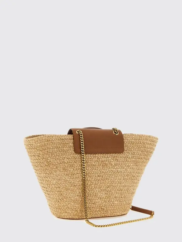 Saint Laurent Manon Mini Bag In Woven Raffia With Monogram